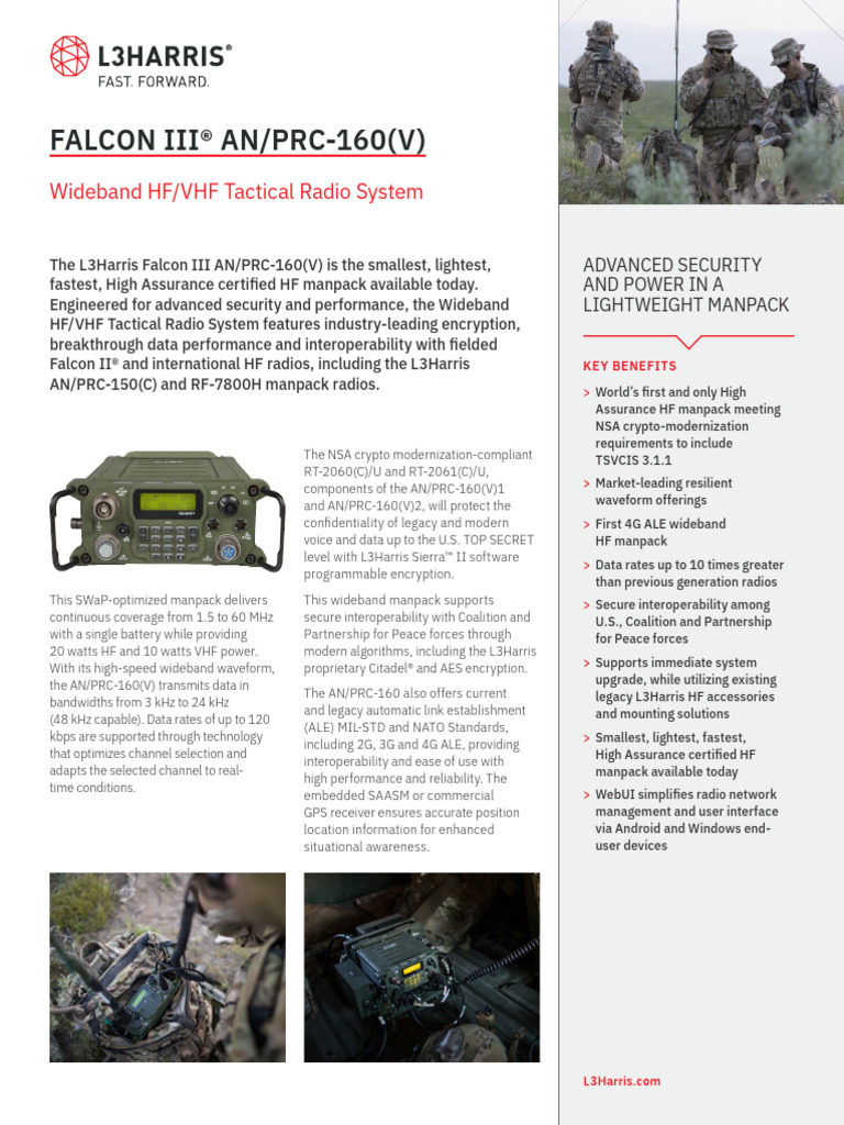 L3harris An PRC 160v Wideband HF VHF Tactical Radio Datasheet Cs Tcom ...