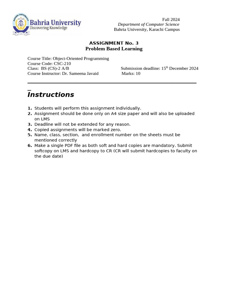 OOP CCP A3 Fall24 Finalized 27112024 015014pm | PDF | Scalability | Computer Security