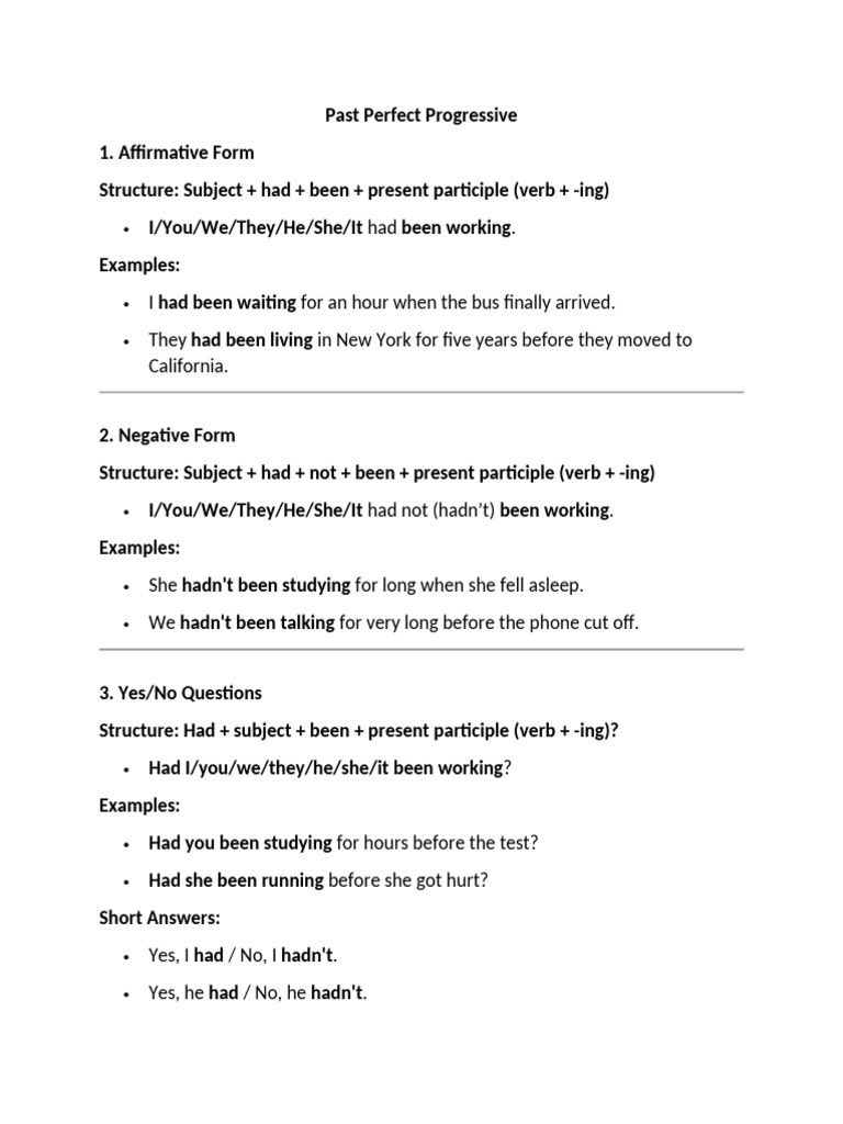 Past Perfect Progressive Explanation | PDF