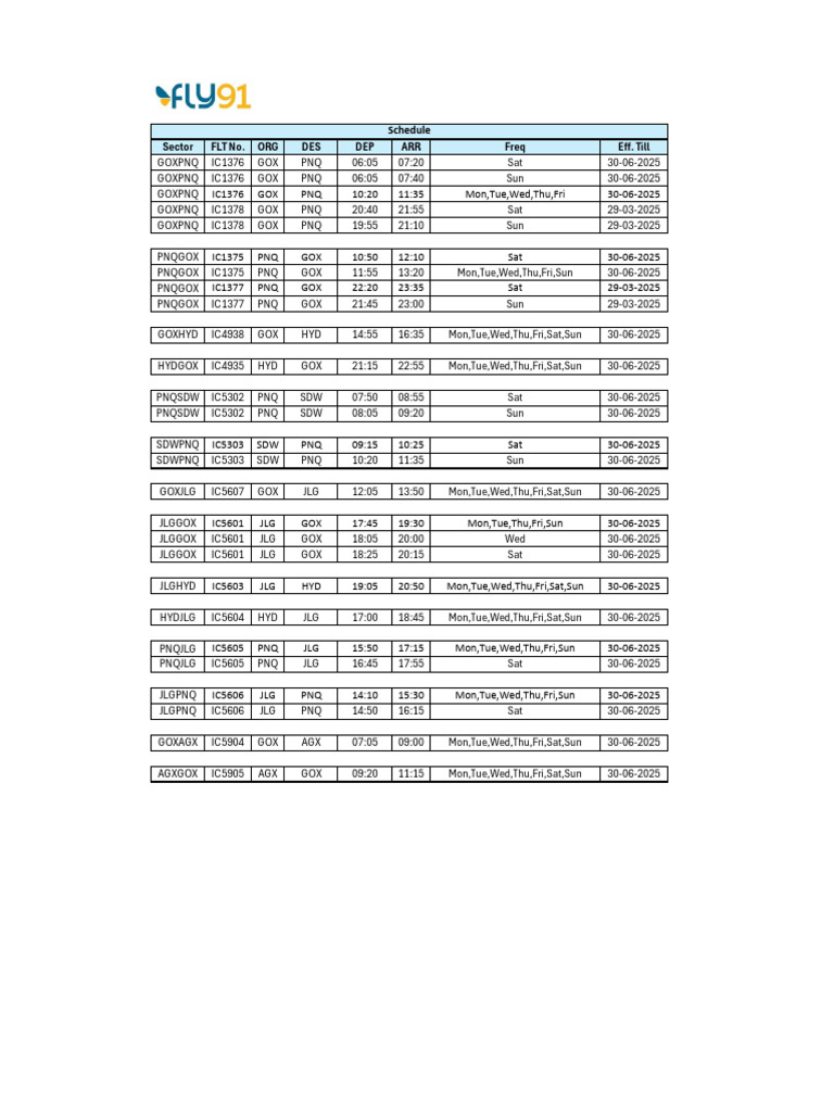 Flight Schedule | PDF