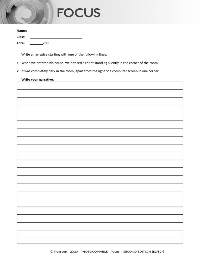 Focus 4 Unit 7 Writing Test | PDF