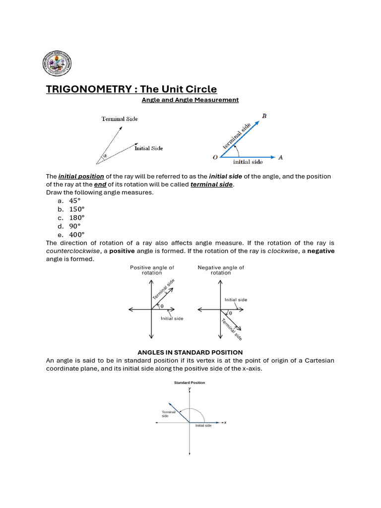 Trigo Angles | PDF | Angle | Cartesian Coordinate System