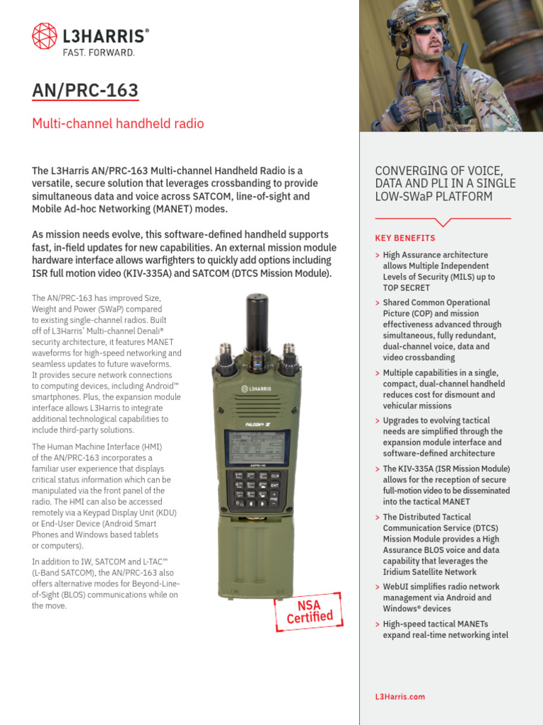 L3harris An PRC 163 Multi Channel Handheld Radio Datasheet Cs Tcom 08 24 | PDF | Mobile Device ...