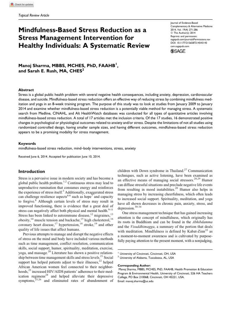 Stress Reduction - Mindfulness | PDF | Stress (Biology) | Stress Management
