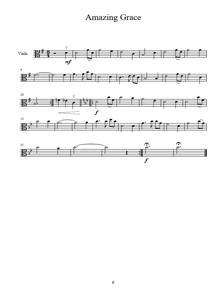 Amazing Grace Viola | PDF