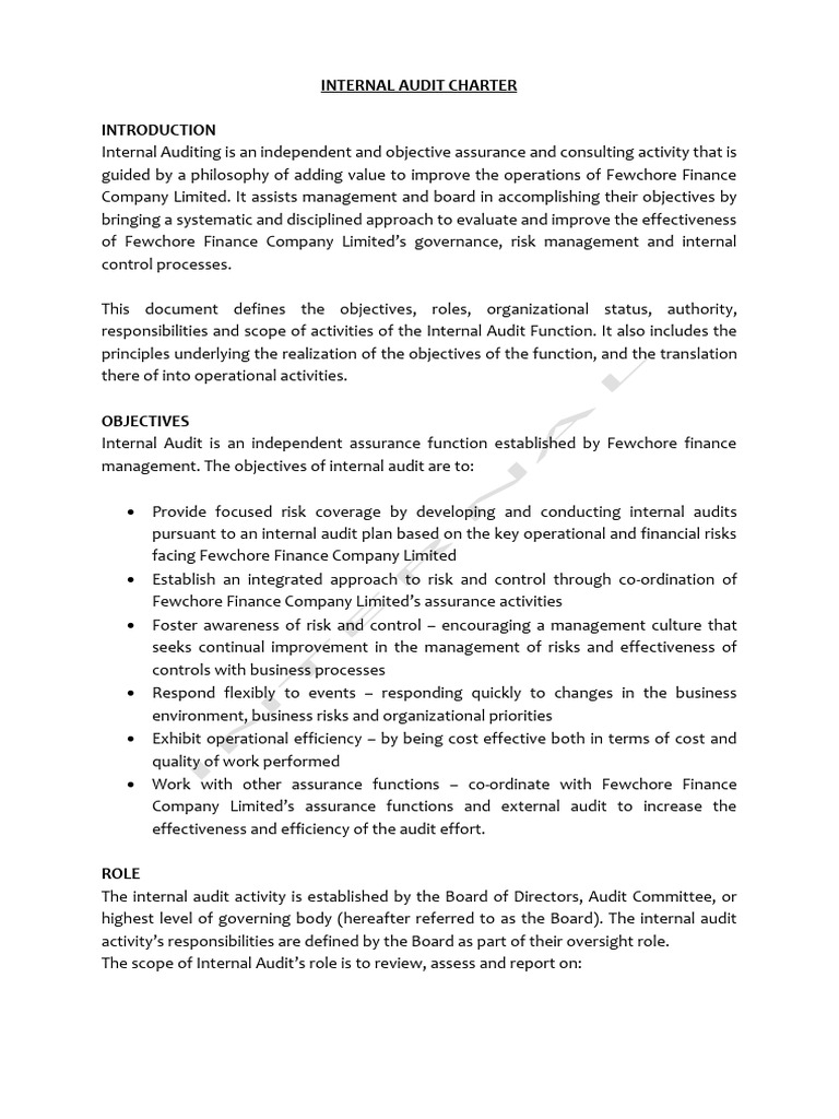 INTERNAL AUDIT CHARTER Approved | PDF | Internal Audit | Audit