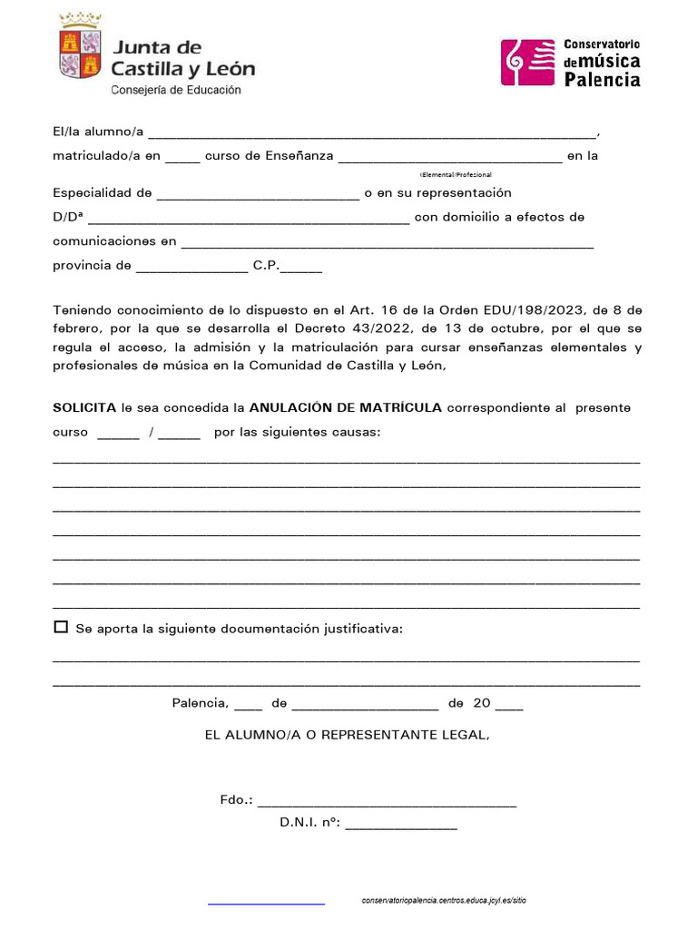 Solicitud Anulacion de Matricula | PDF