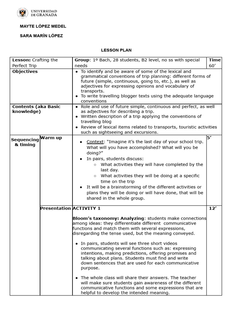 Lesson Plan Tourist Brochures | PDF | Linguistics | Cognition