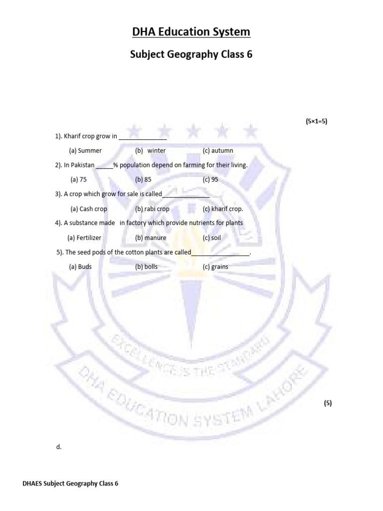 GEO CH 4 6th Worksheet | PDF | Agriculture | Rice