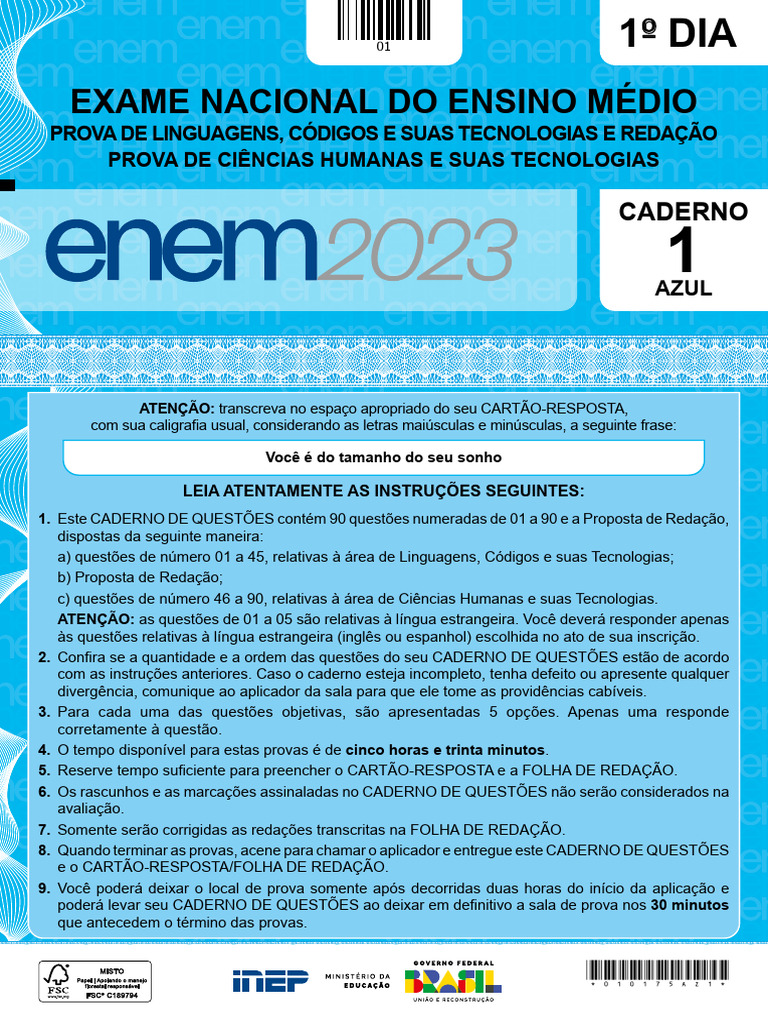 Caderno de Questões Enem Azul | PDF | Linguagem de sinais | Português (idioma)