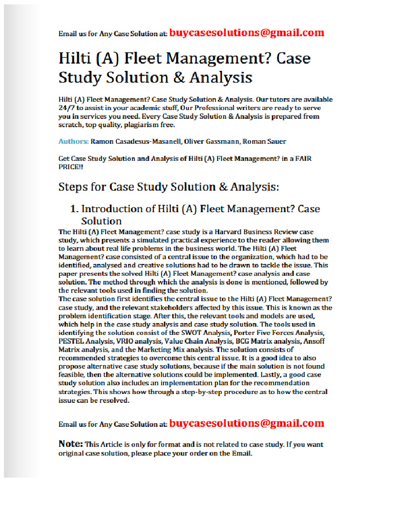 Hilti Fleet Management - Case Study | PDF