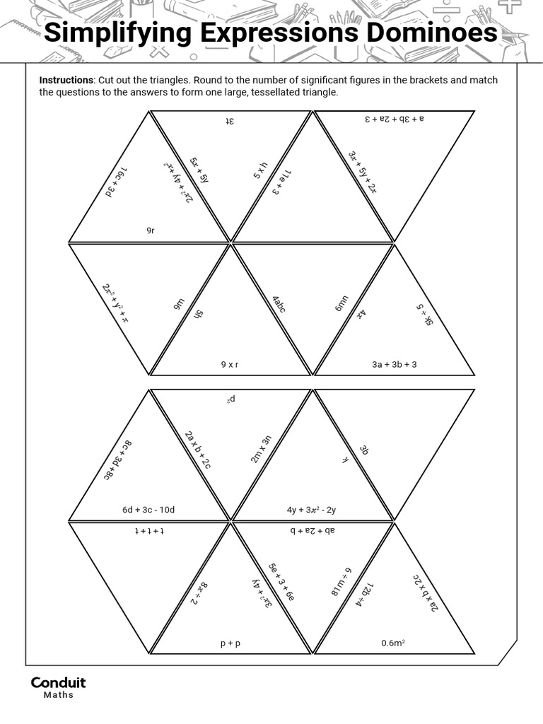 Cfe M 1705931362 Simplifying Expressions Dominoes - Ver - 1 | PDF ...