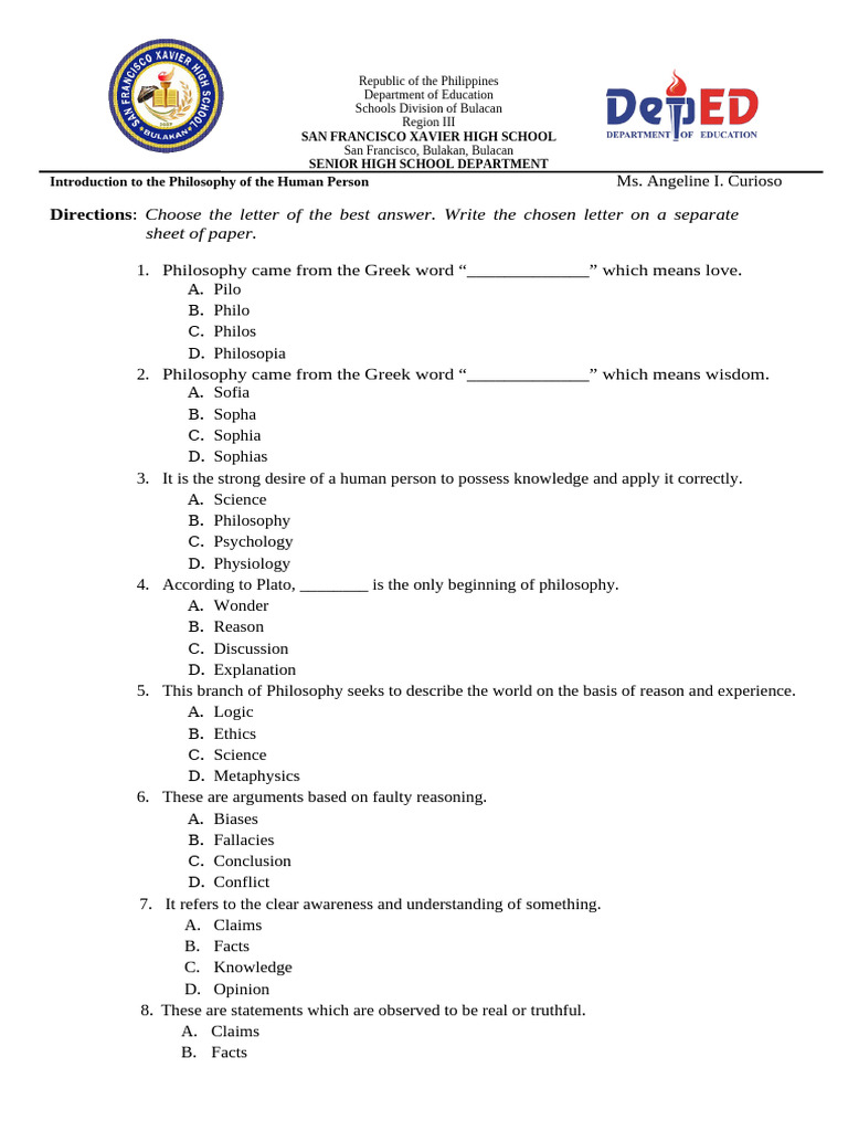 Philo Midterm | PDF | Reason | Fallacy