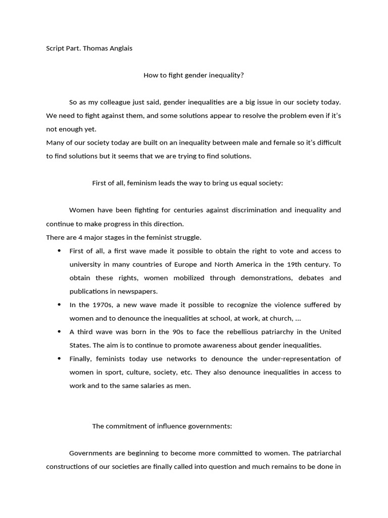 Script Part. Thomas Anglais | PDF | Gender Studies | Feminism