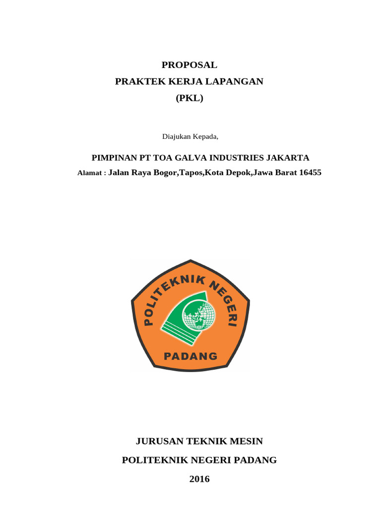 PKL Mahasiswa di PT Toa Galva Industries | PDF