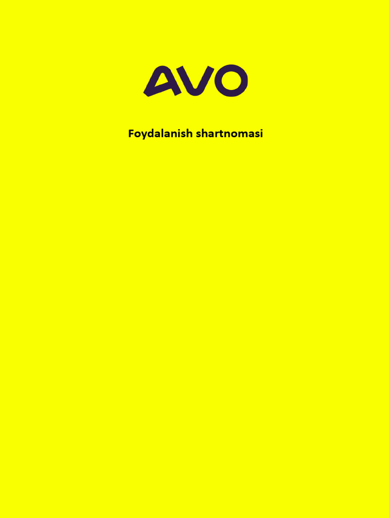 AVO User Agreement Uz | PDF