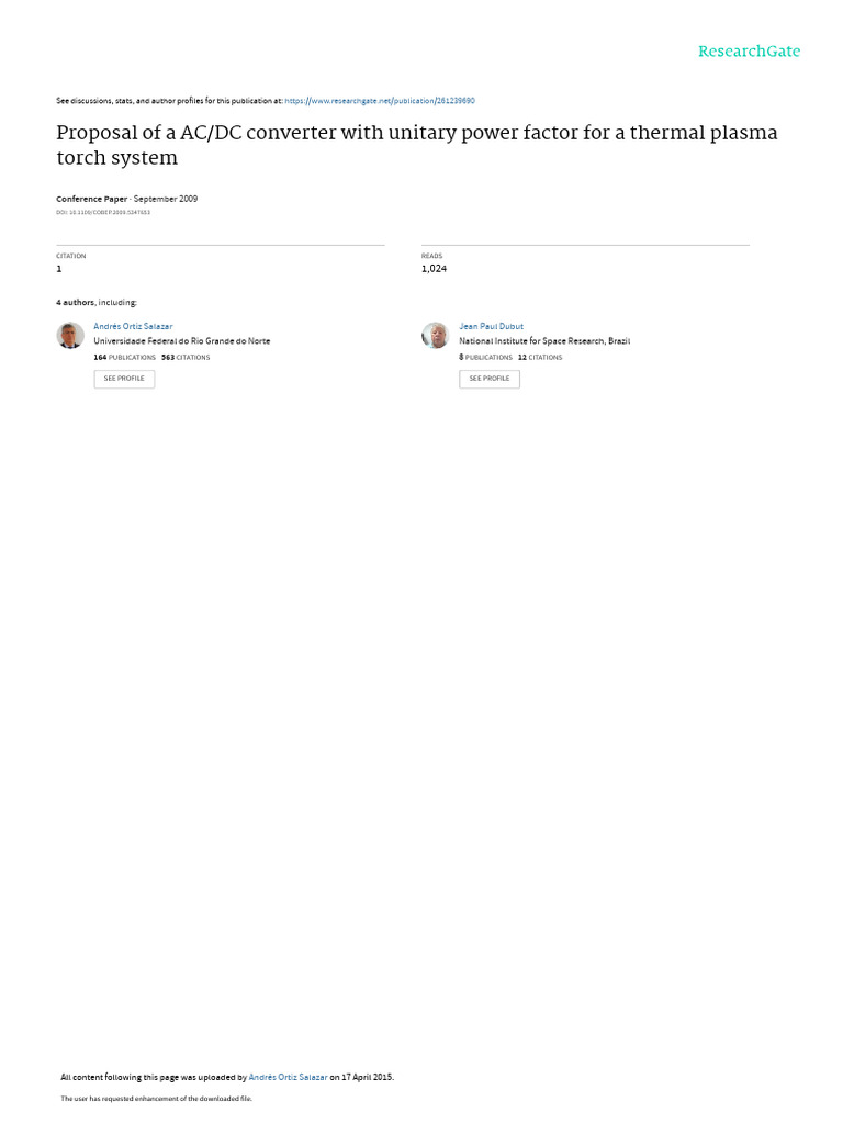 Cobep 2009 Luciano Conversorfatordepotenciaunitario | PDF | Rectifier | Electricity