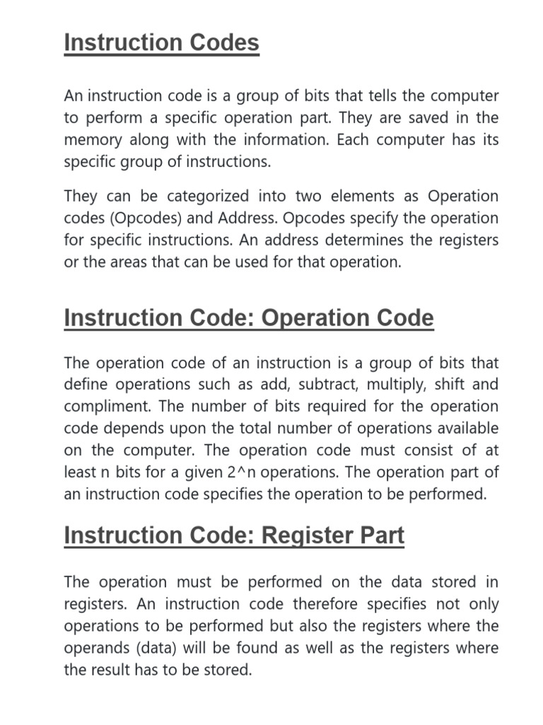 Unit-3 Instruction Codes | PDF | Central Processing Unit | Assembly Language