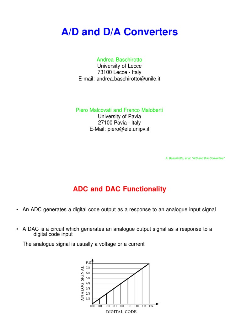 A/d and D/a Convertor Digital Technics | PDF | Analog To Digital ...