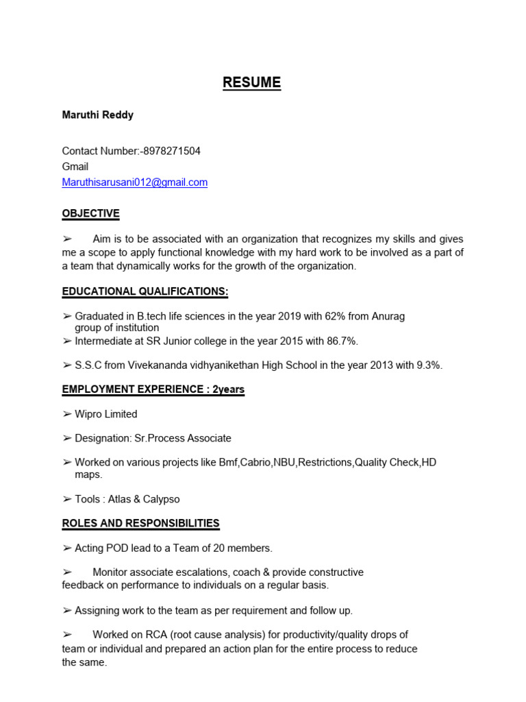 Maruthi Reddy's Professional Resume | PDF
