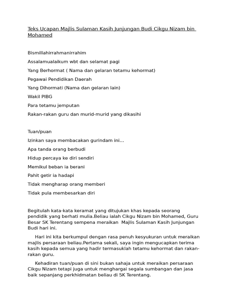 Teks Ucapan Persaraan GB | PDF