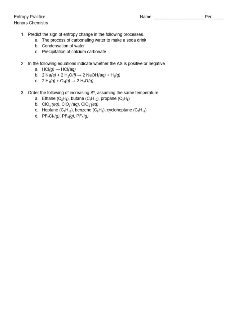 Entropy Practice | PDF