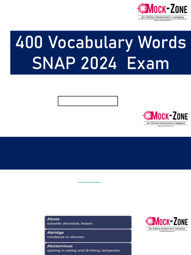 400 Words Vocabulary For SNAP Exam | PDF