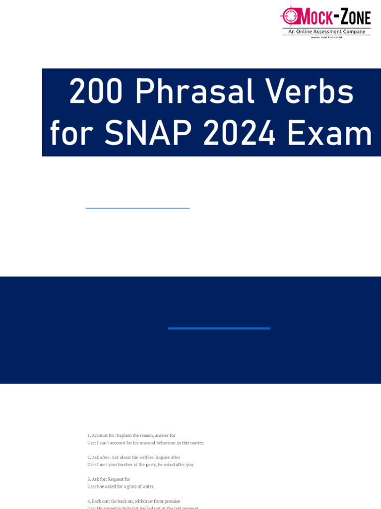 200 Phrasal Verbs For SNAP 2024 Exam | PDF