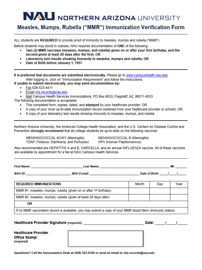 MMR Immunization Verification Form | PDF | Vaccines | Vaccination