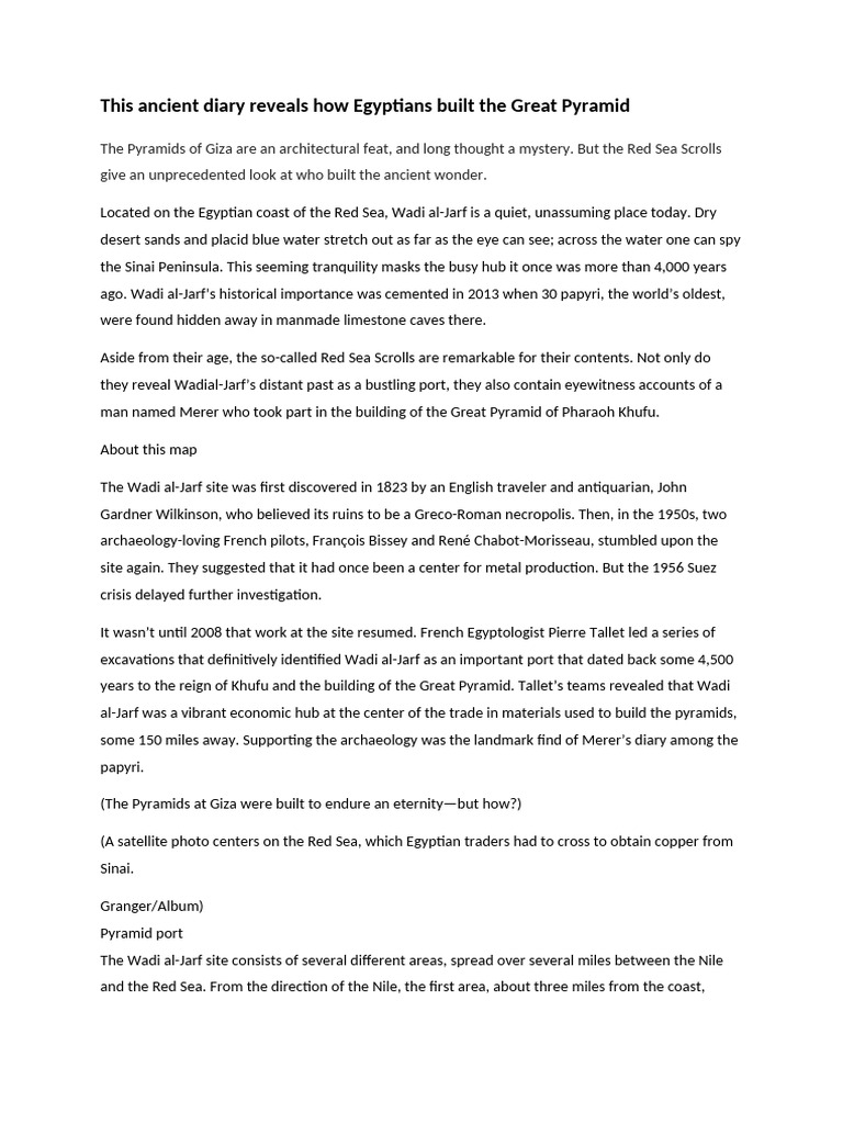 This Ancient Diary Reveals How Egyptians Built The Great Pyramid | PDF ...