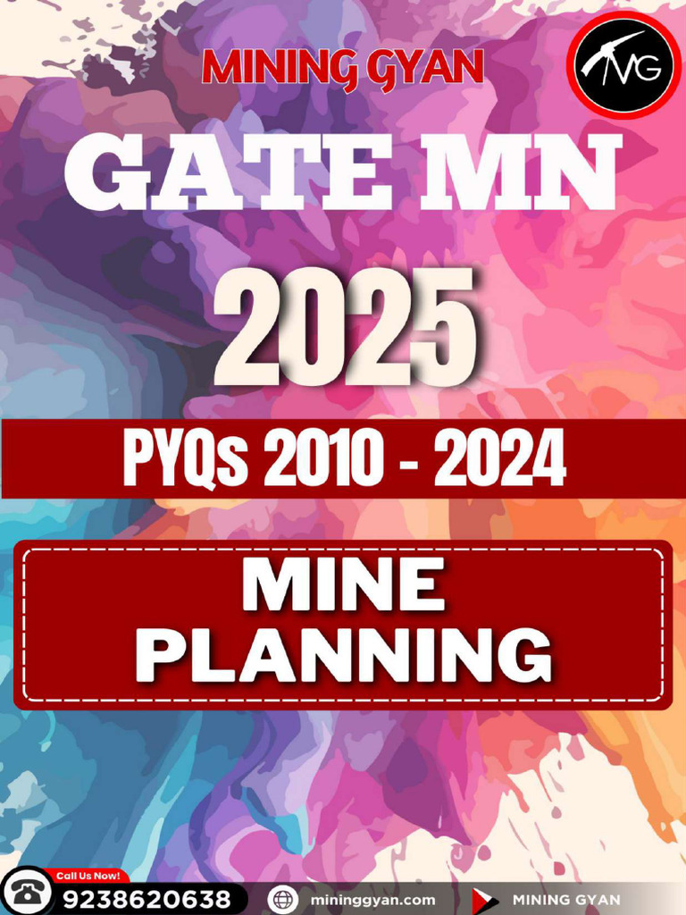 Mine Planning PYQs 2010-2024 | PDF