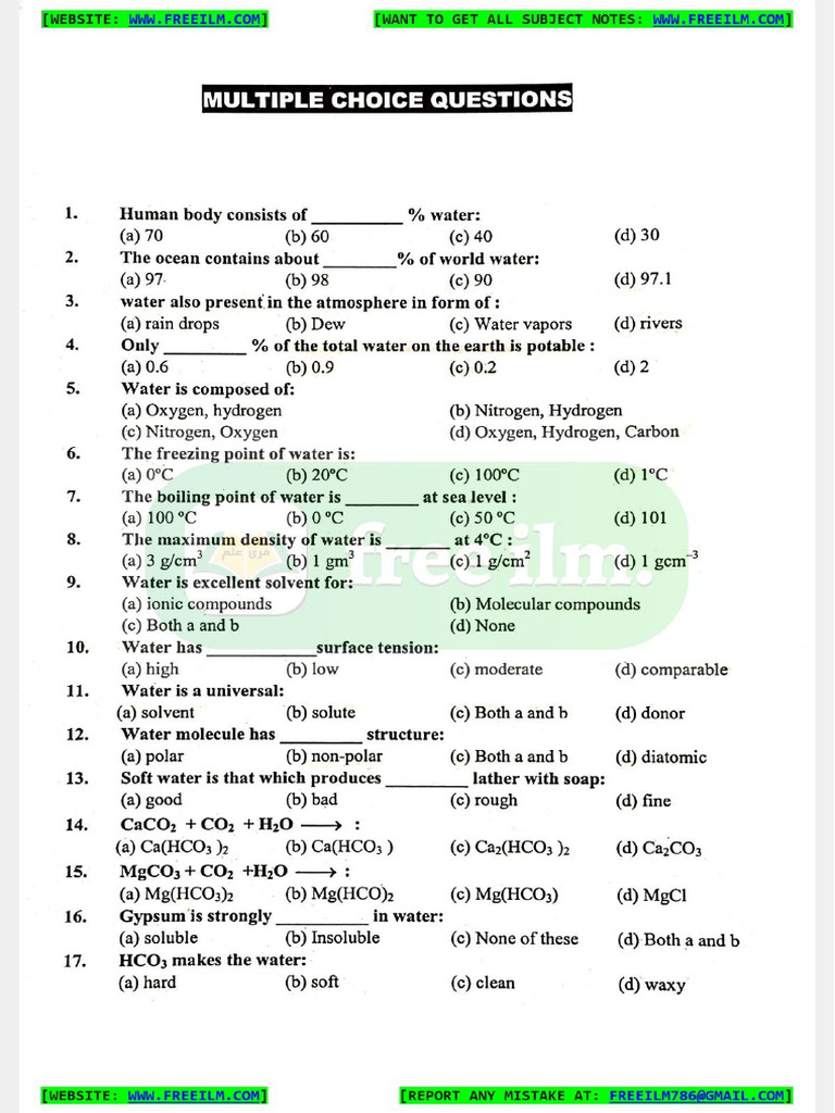 10th Chem CH 15 MCQ's | PDF