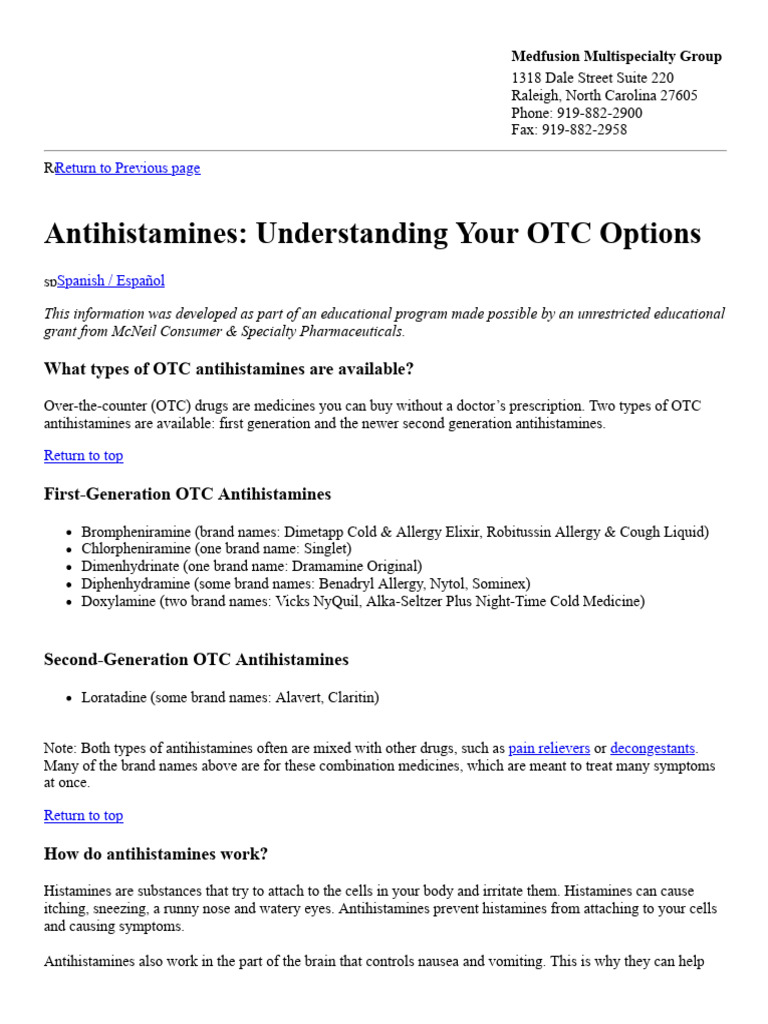 Antihistamines - Understanding Your OTC Options | PDF | Clinical ...