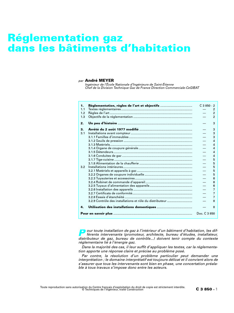Réglementation Gaz dans l'Habitat | PDF | Code de la construction et de ...