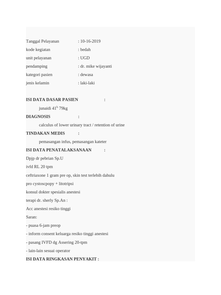 Vesikolithiasis + Retensi Urin | PDF