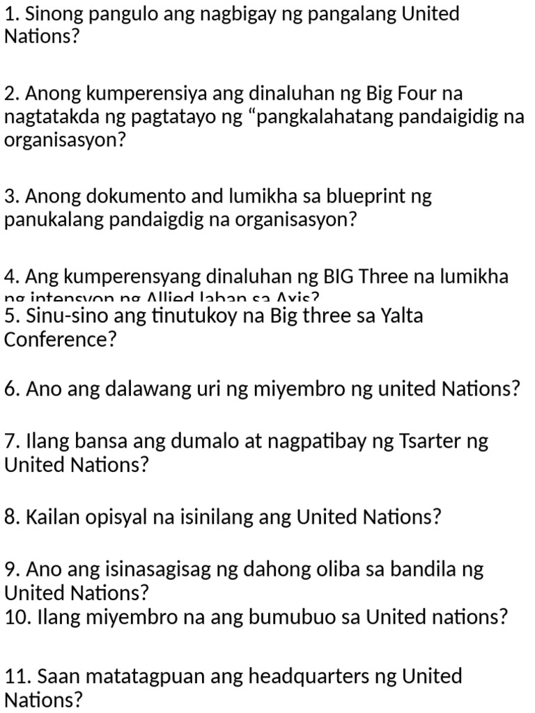 United nATIONS qUIZ | PDF