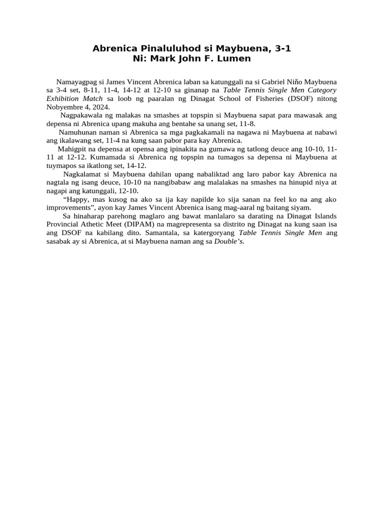 Abrenica Pinaluluhod Si Maybuena | PDF