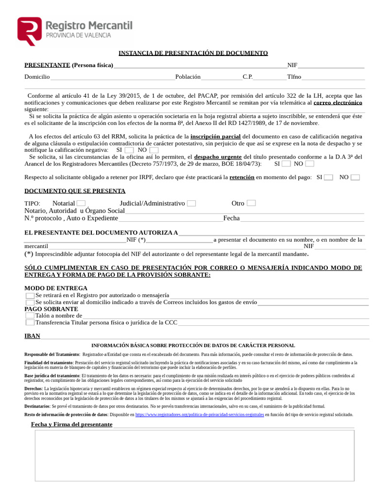 Registro Mercantil Provincial | PDF