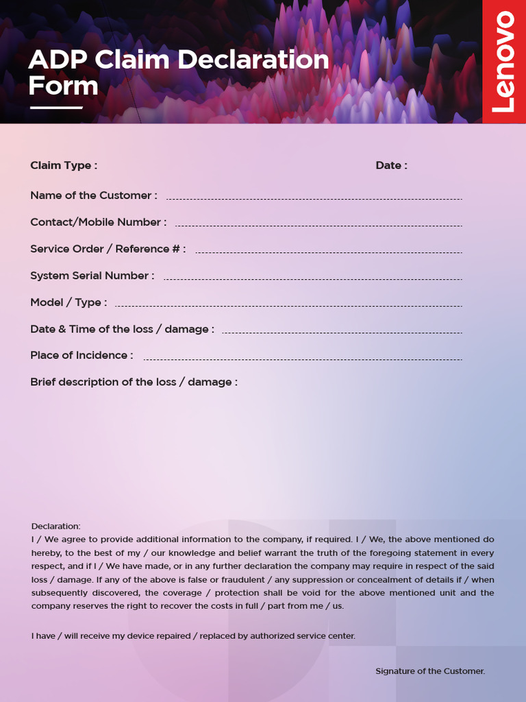 Lenovo ADP Claim Form | PDF