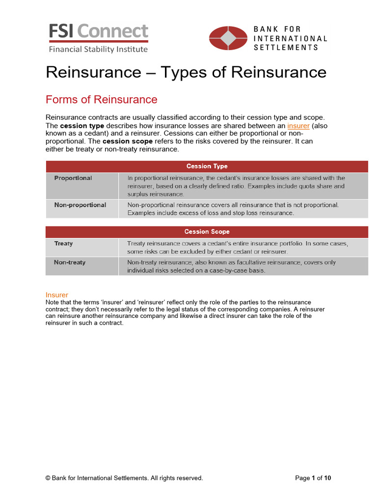 Reinsurance Types & Structures | PDF | Reinsurance | Insurance