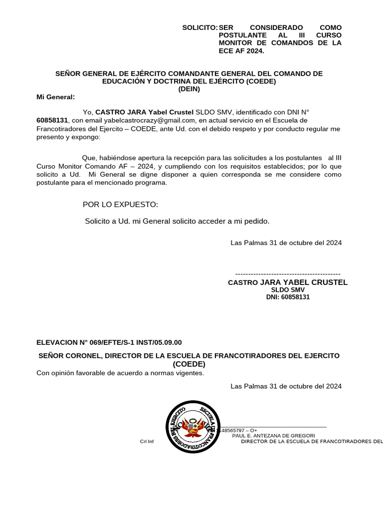 SOLICITO | PDF | Organización militar | Militar