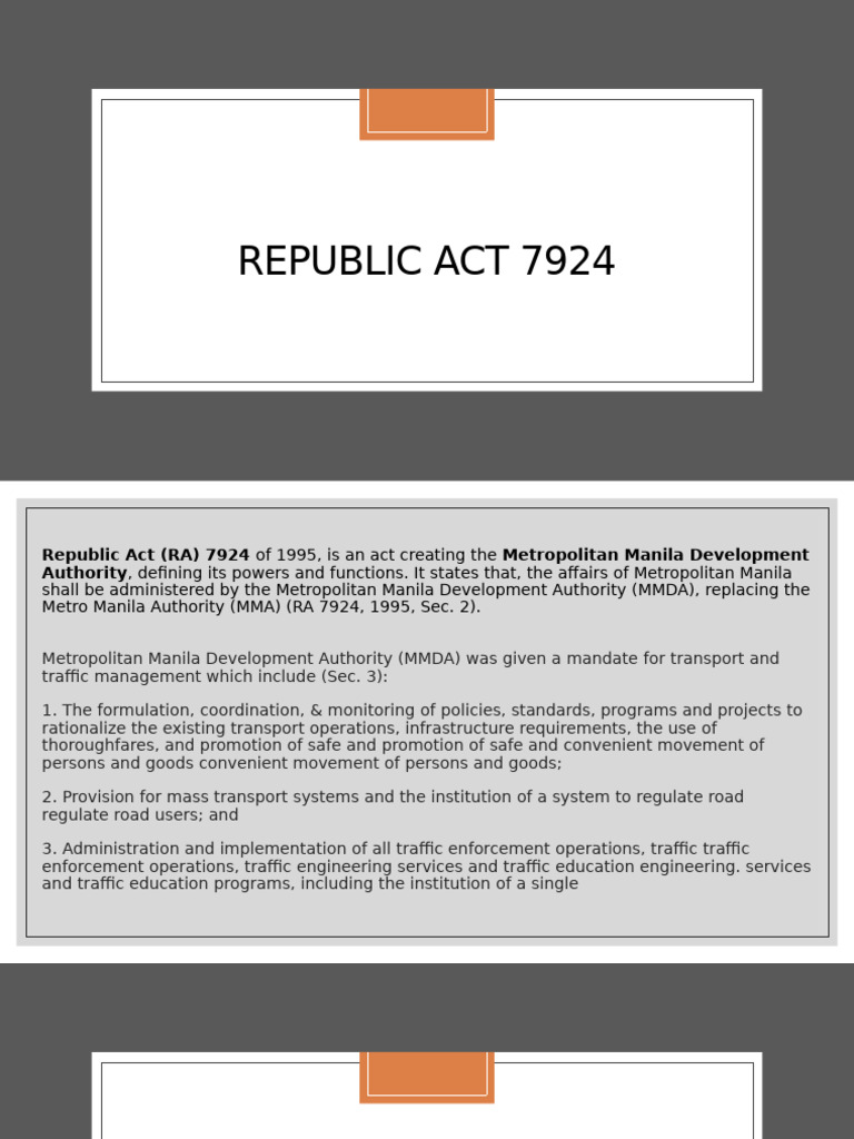 Republic Act 7924 Reporting Sir Tamaca | PDF | Transport