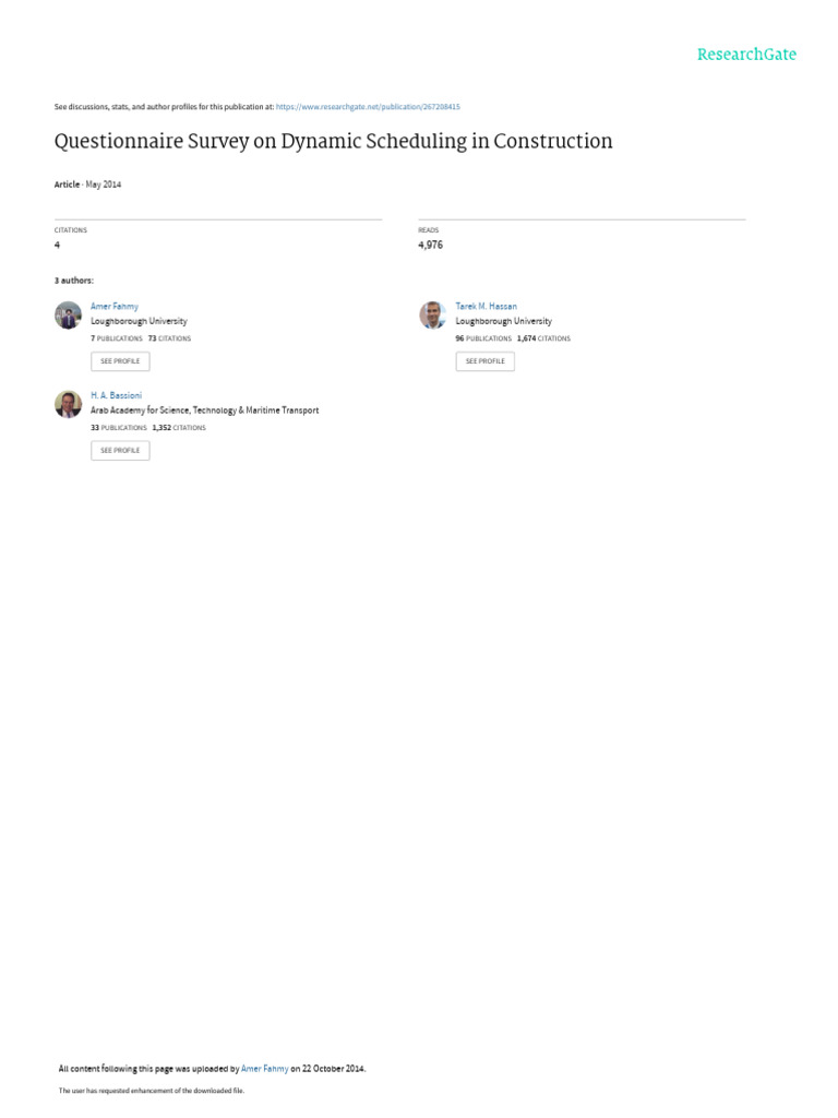 Questionnaire Surveyon Dynamic Schedulingin Construction | PDF | Survey ...
