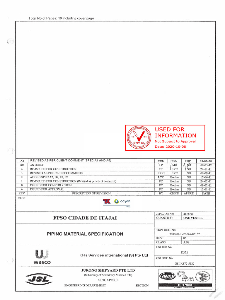 Pipe Spec Topside - Gsi-K372-5132-X1 Appr | PDF