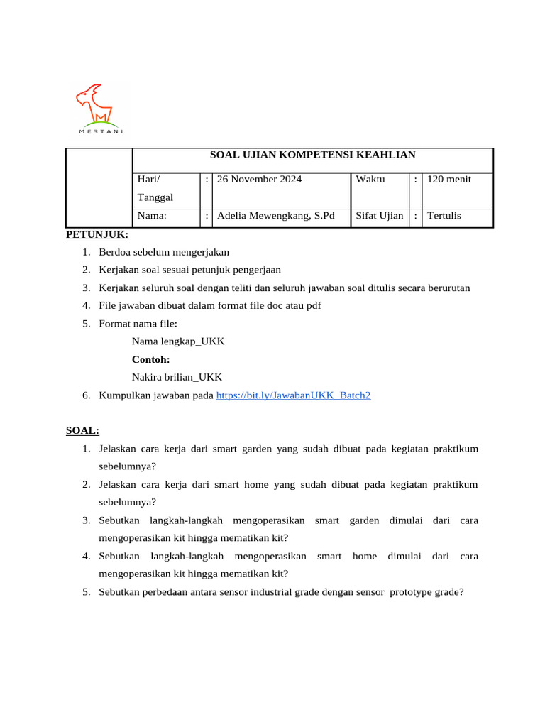 Soal Ujian Kompetensi Keahlian | PDF