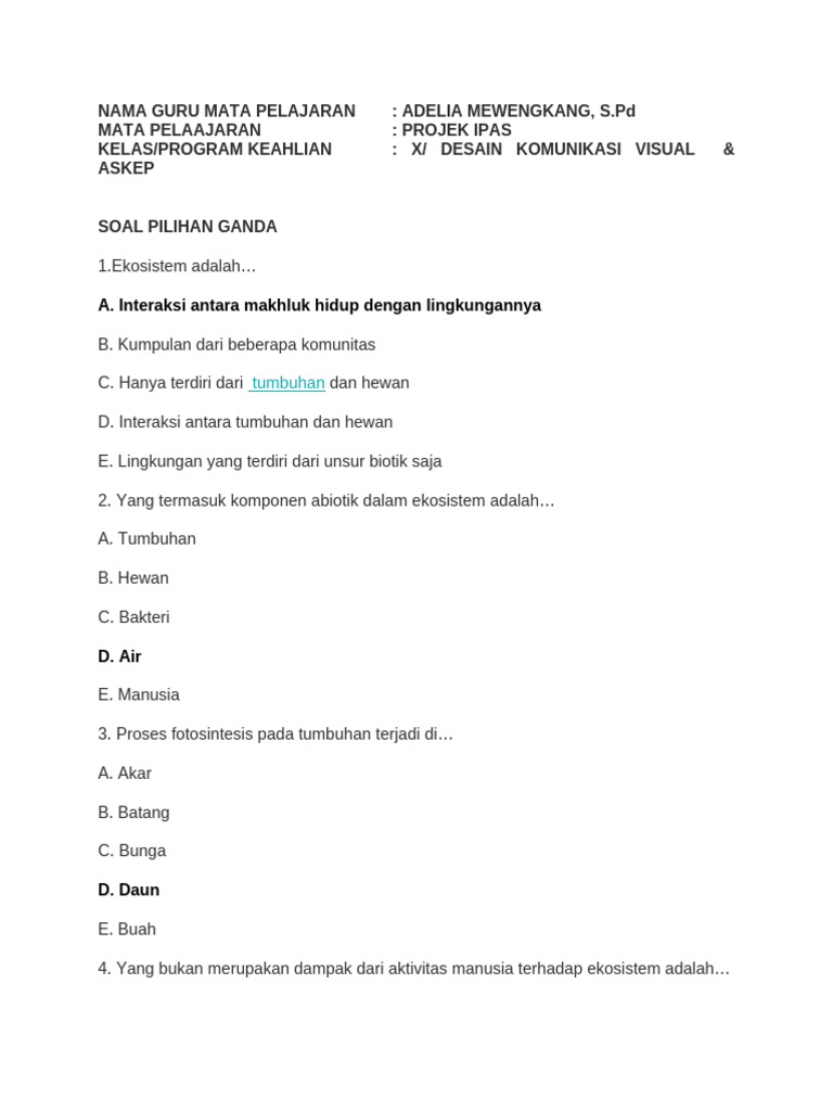 Soal Ipas DKV - Ak | PDF