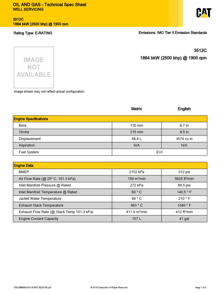 OIL AND GAS - Technical Spec Sheet | PDF | Horsepower | Engines