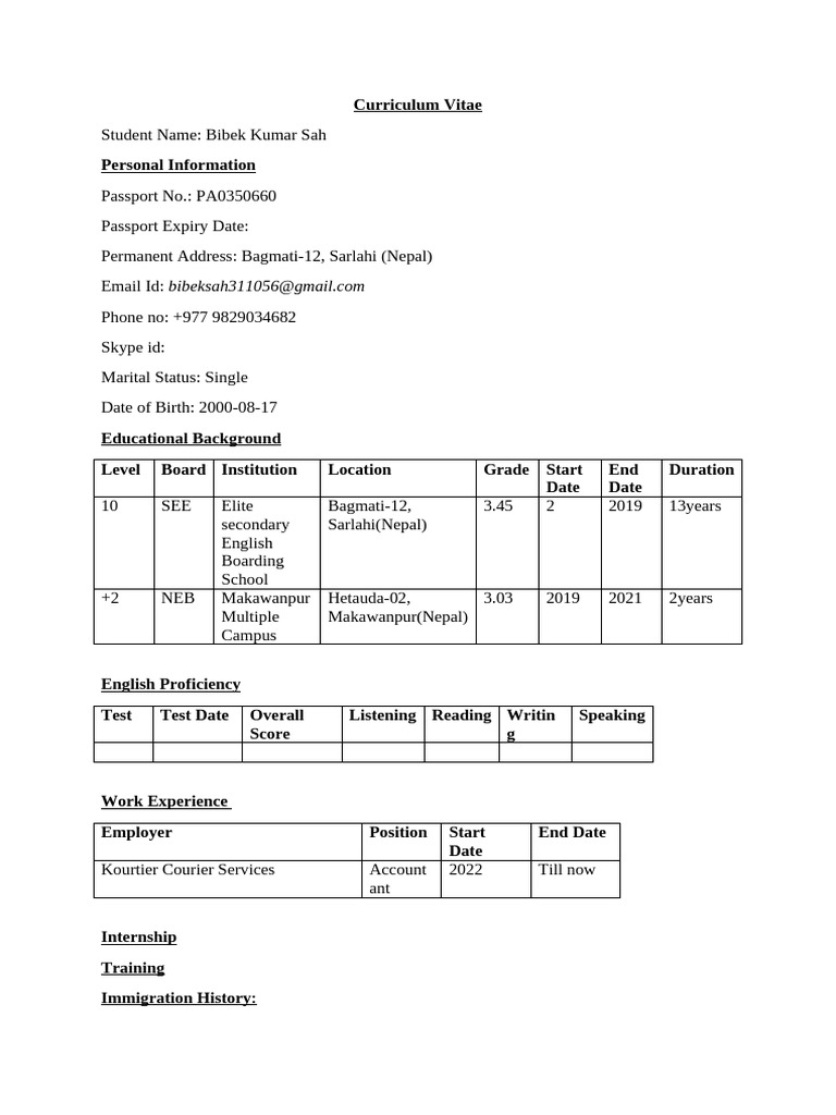 CV Format | PDF