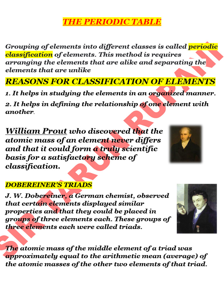 Periodic Table: Classification of Elements | PDF | Chemical Elements ...