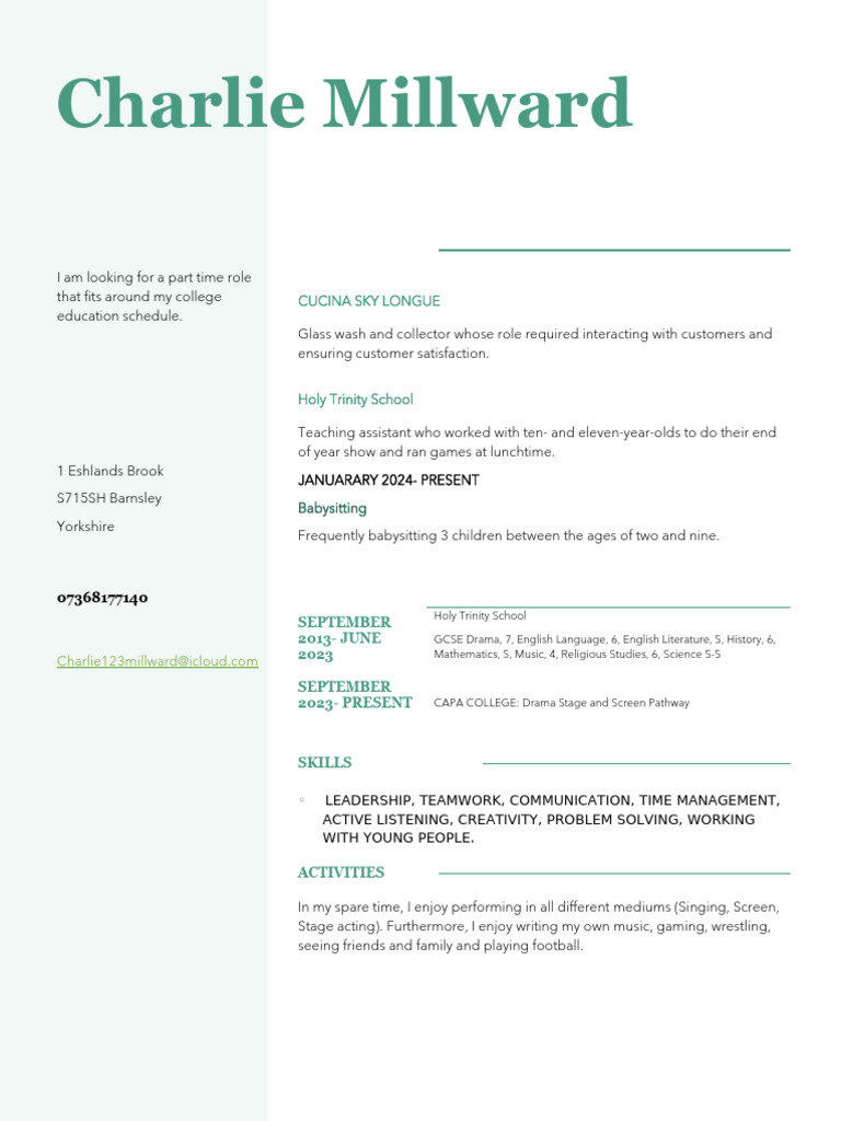 Charlie Millward CV | PDF